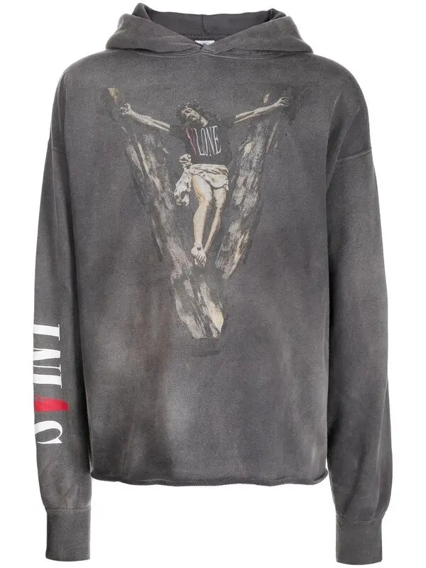 Saint Mxxxxxx Vlone Graphic-Print Hoodie In Grey - 20% Off