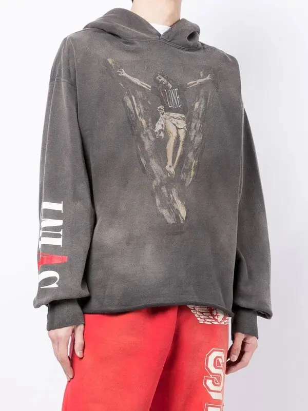 Saint Mxxxxxx Vlone Graphic-Print Hoodie In Grey - 20% Off