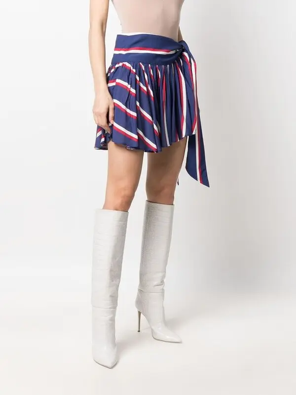 Balmain Pleated Striped Miniskirt