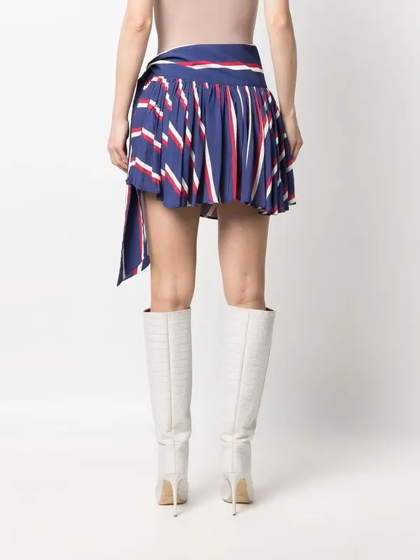 Balmain Pleated Striped Miniskirt