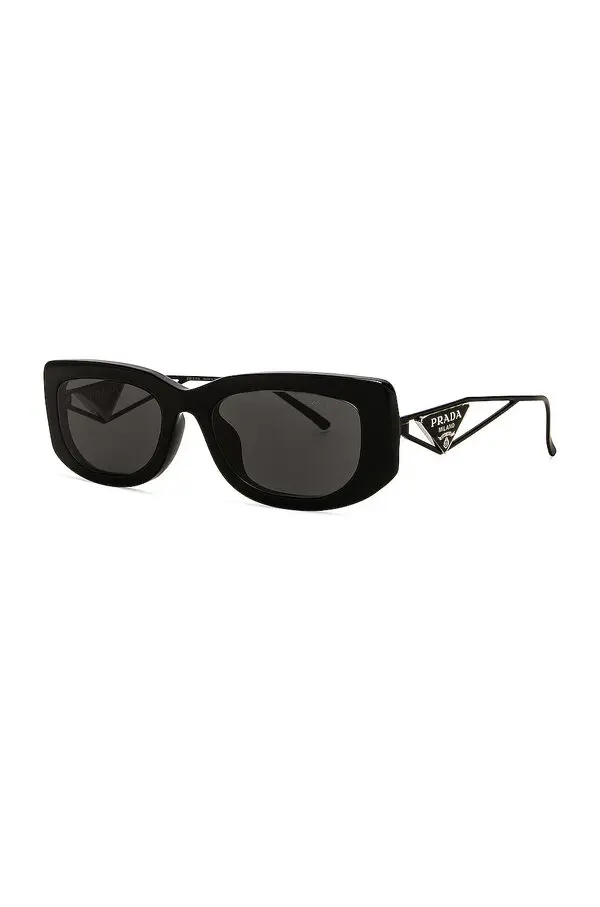 Prada Rectangle Sunglasses - Black & Dark Grey