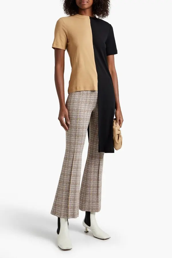 Rosetta Getty Asymmetrical Two-tone Cotton-jersey Top