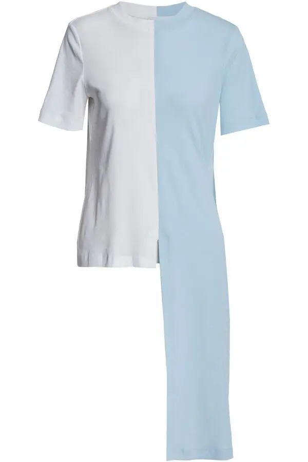 Rosetta Getty Asymmetrical Two-tone Cotton-jersey Top
