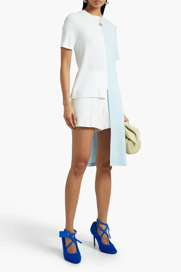 Rosetta Getty Asymmetrical Two-tone Cotton-jersey Top