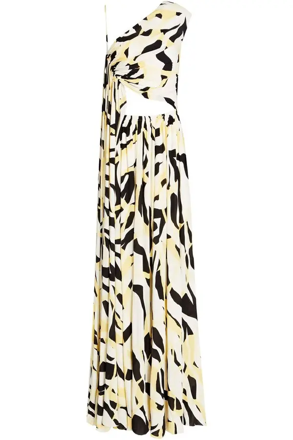 Roberto Cavalli Printed Crepe Maxi Dress - Off-white