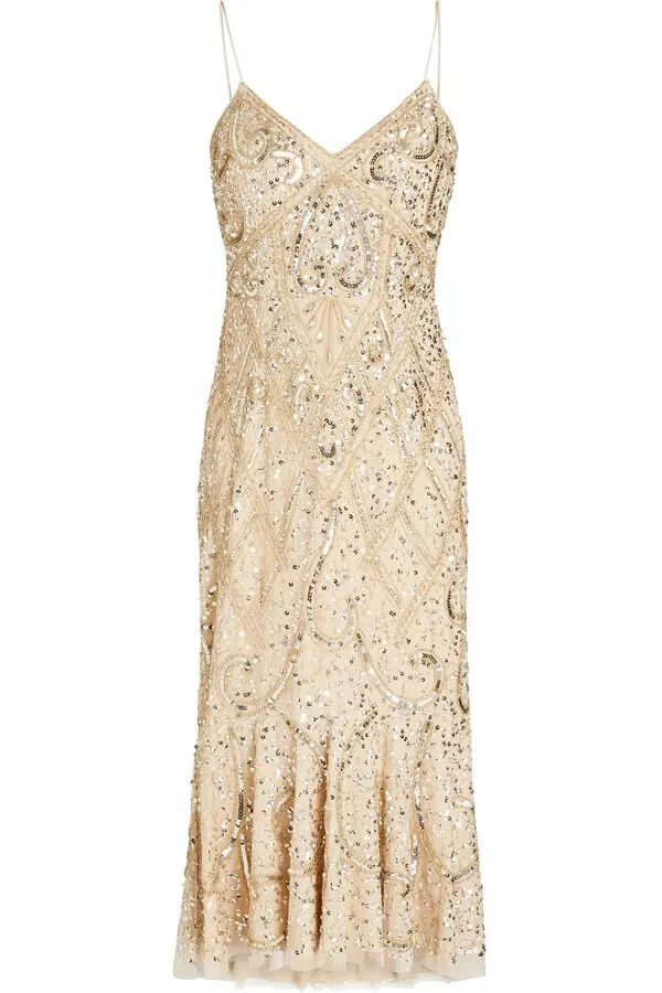 Aidan Mattox Embellished Tulle Midi Slip Dress Neutral In Beige - 80% Off |  Editorialist