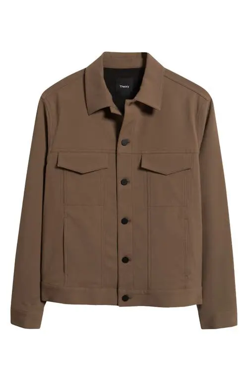 Theory River Cotton Blend Twill Trucker Jacket - Morel