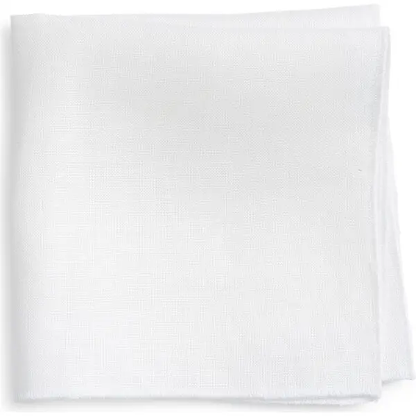 CLIFTON WILSON Linen Pocket Square - White
