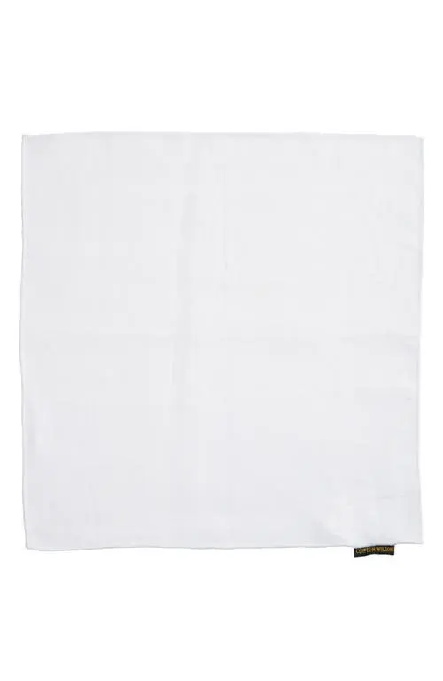 CLIFTON WILSON Linen Pocket Square - White