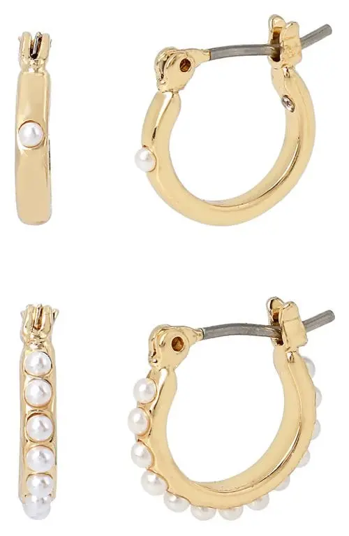 ALLSAINTS Set Of Two Imitation Pearl Huggie Hoop Earrings - Pearl/gold