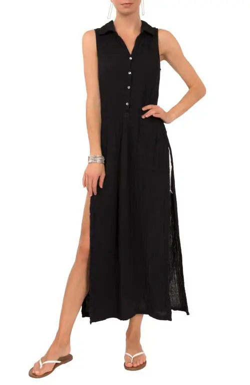 EVERYDAY RITUAL Cotton Gauze Caftan Top - Black