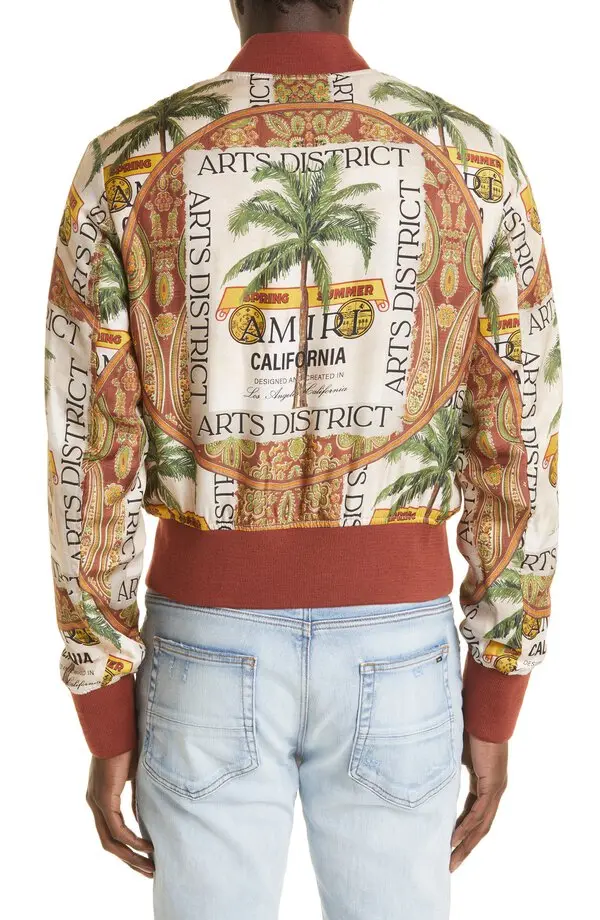 Amiri Rum Label Silk Twill Bomber Jacket