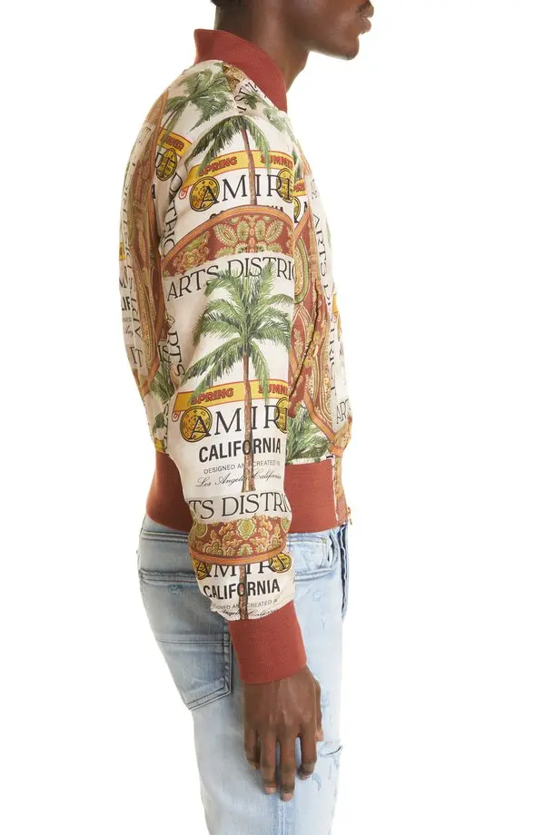 Amiri Rum Label Silk Twill Bomber Jacket