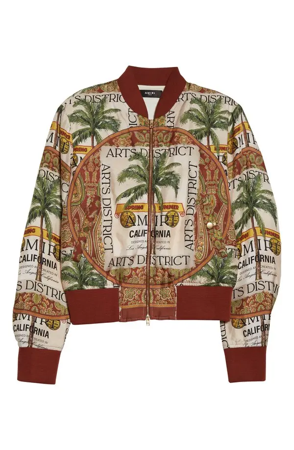 Amiri Rum Label Silk Twill Bomber Jacket