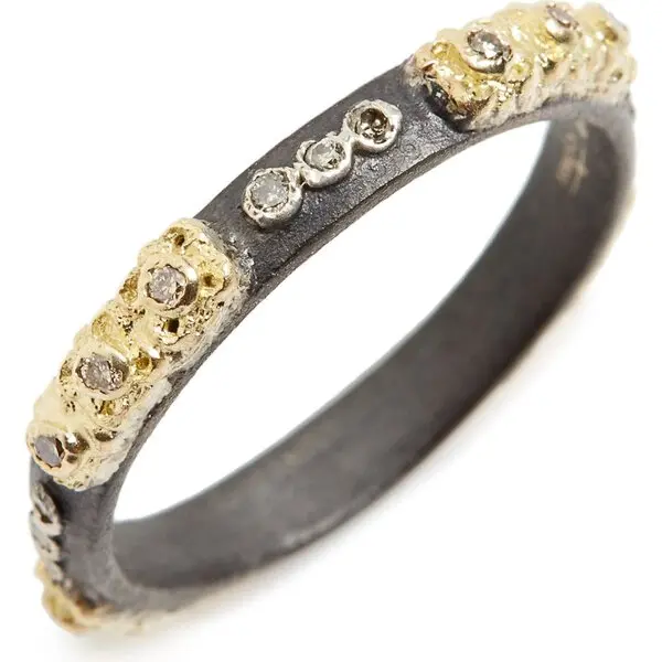 Armenta Old World Carved Diamond Stack Ring - Gold