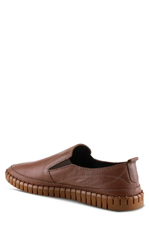 SPRING STEP SHOES Whipstitch Leather Loafer - Brown