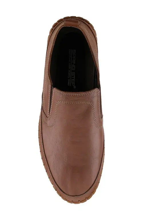 SPRING STEP SHOES Whipstitch Leather Loafer - Brown