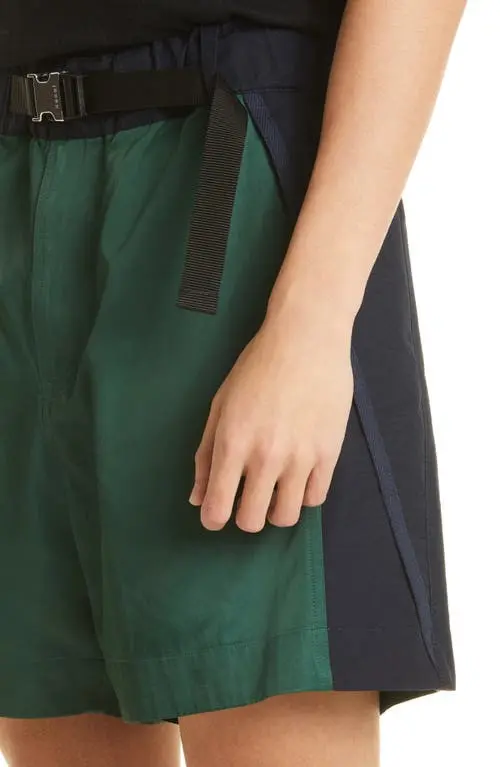Sacai Belted Colorblock Twill Shorts