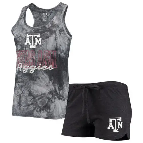 CONCEPTS SPORT Texas A&m Aggies Billboard Tie-dye Tank Top & Shorts Set - Charcoal