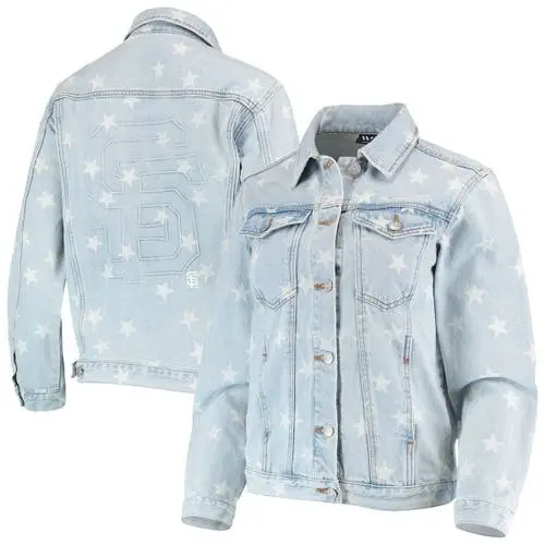 THE WILD COLLECTIVE San Francisco Giants Allover Print Jacket - Denim