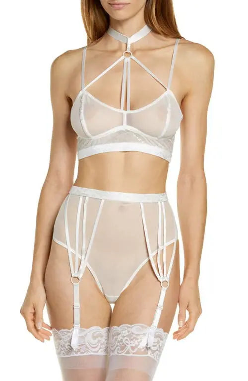 COQUETTE Strappy Choker Bra & High Waist Panties - White