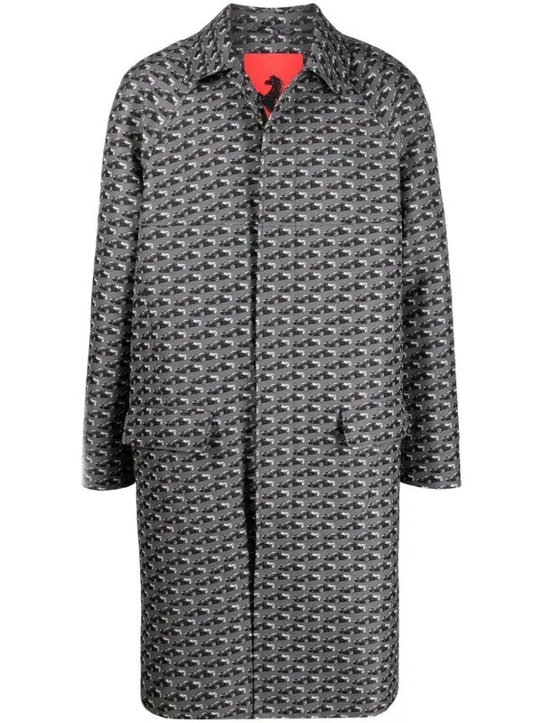 FERRARI Graphic-print Single-breasted Coat