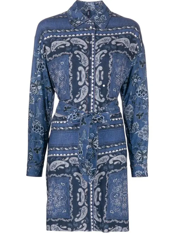 Liu Jo Paisley-print Shirt Dress - Blue