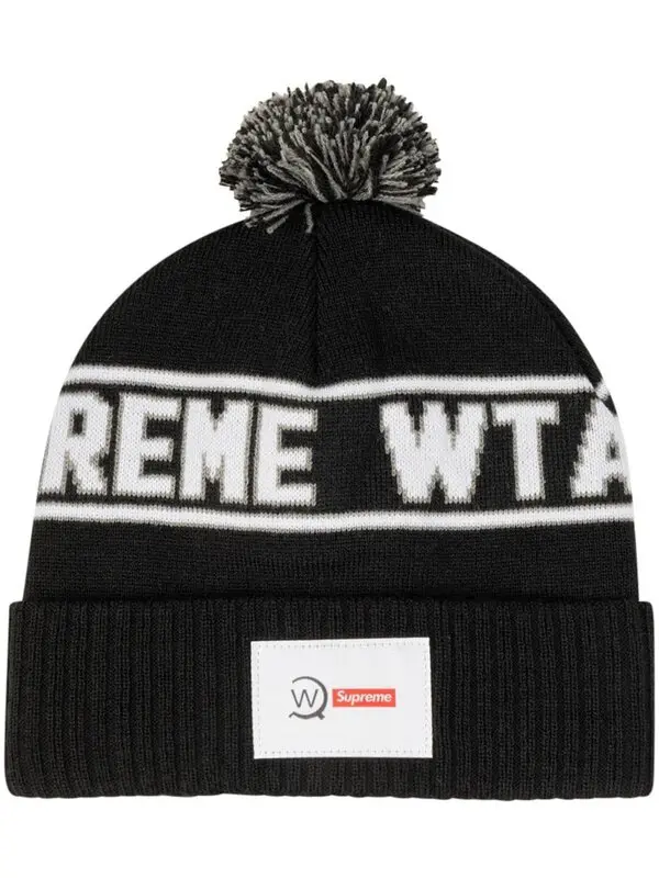 Supreme X Wtaps Intarsia Logo Beanie - Black