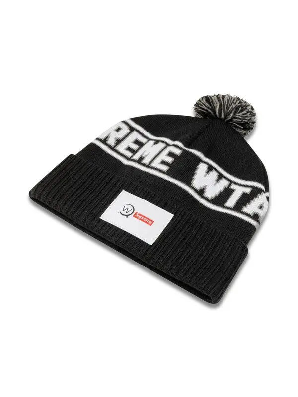 Supreme X Wtaps Intarsia Logo Beanie - Black