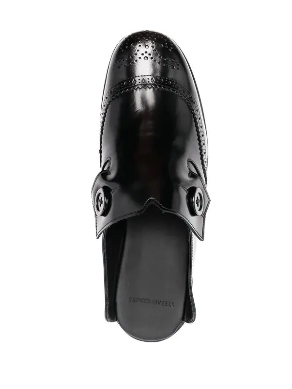 Stefan Cooke Side Button-Detail Mules In Black - 35% Off