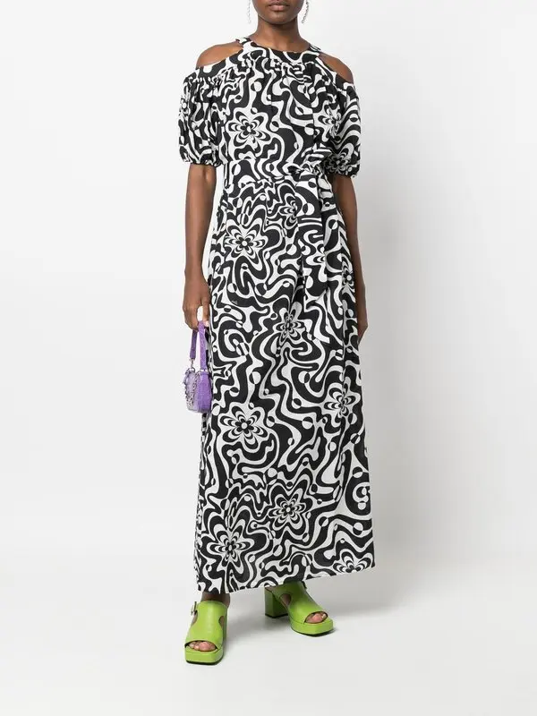 Vivetta Abstract-print Cut-out Midi Dress