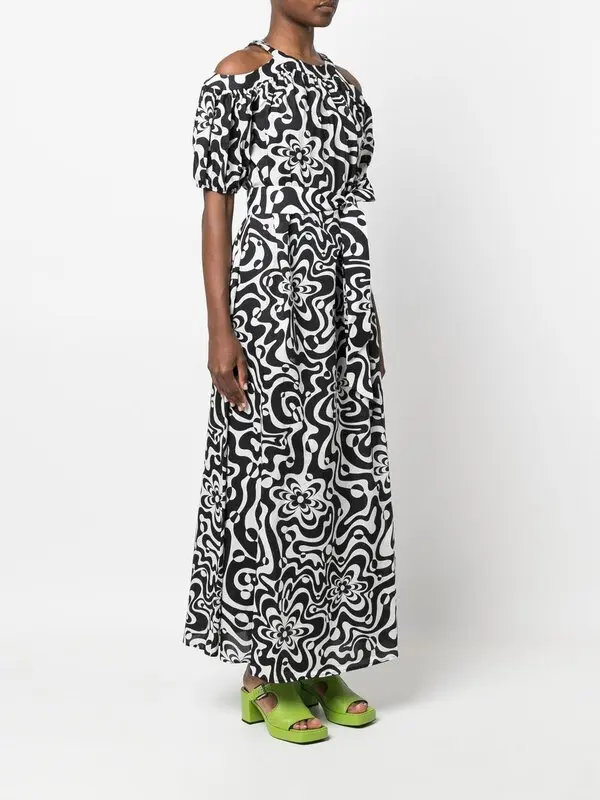 Vivetta Abstract-print Cut-out Midi Dress