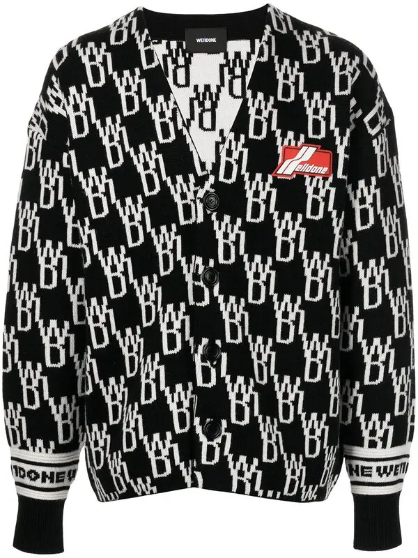 We11Done Monogram V-neck Cardigan