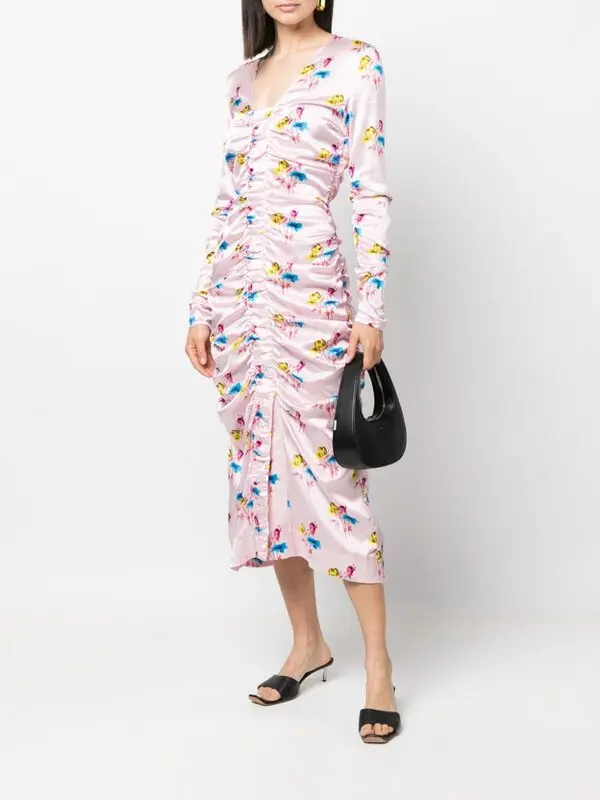 GANNI Draped Satin Dress