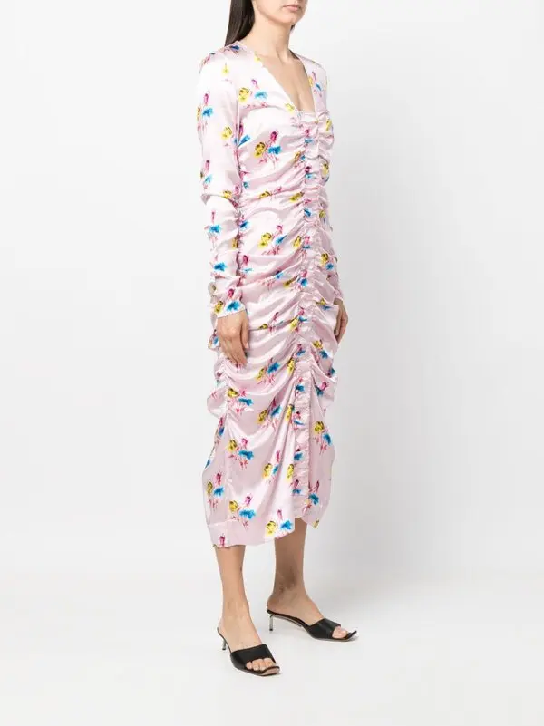 GANNI Draped Satin Dress