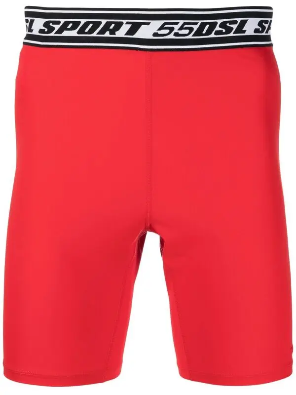 DIESEL® Logo Waistband Cycling Shorts - Red