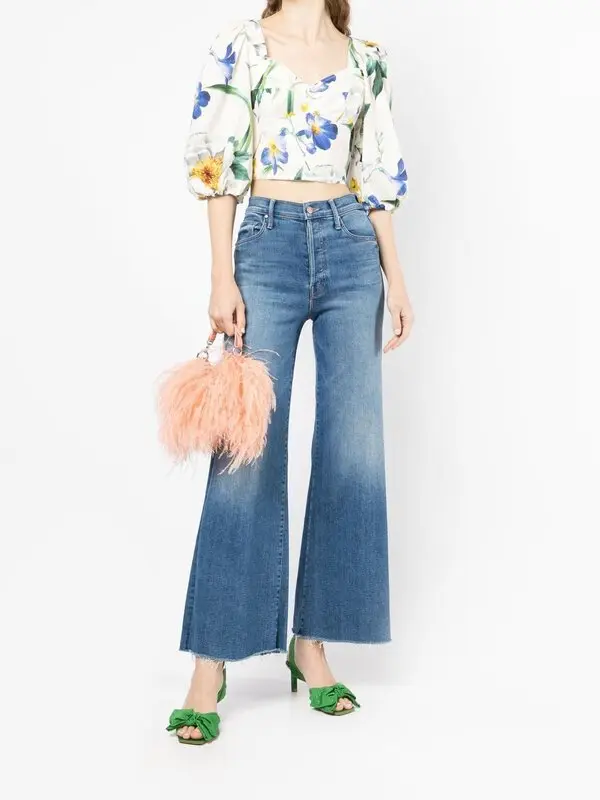 Dolce & Gabbana Floral Print Sweetheart Neck Cropped Blouse