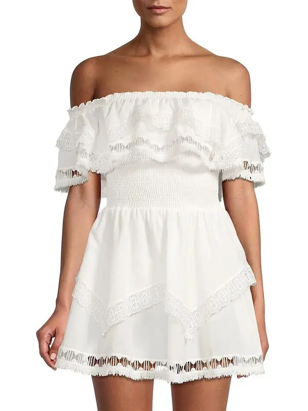 Peixoto Wyatt Lace-trim Dress - White