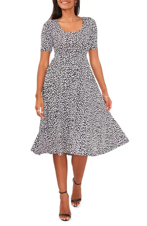 Chaus Floral Print Midi Dress - Black/white 010