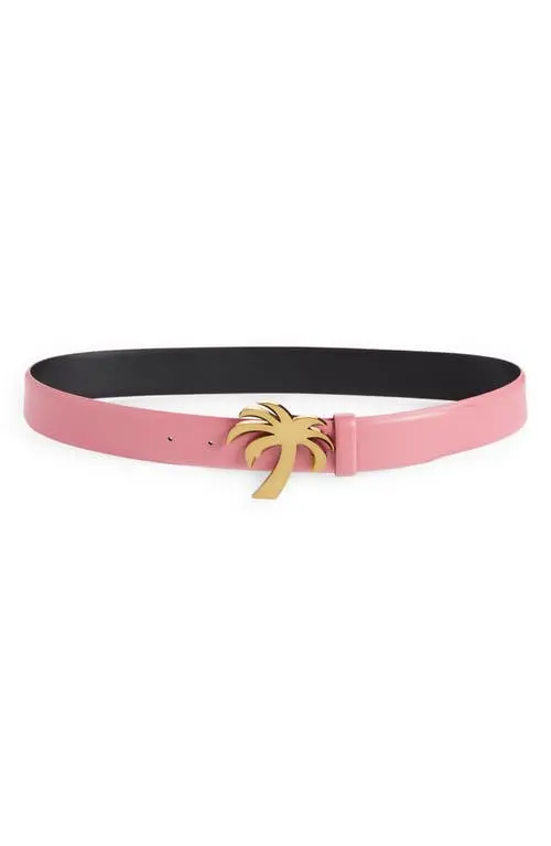 Palm Angels Palm Buckle Leather Belt - Pink/gold