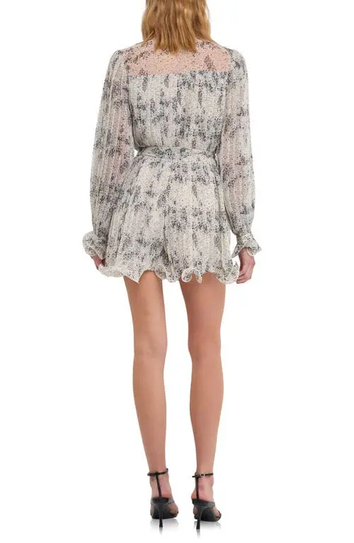 Endless Rose Pleated Chiffon Romper - White/black