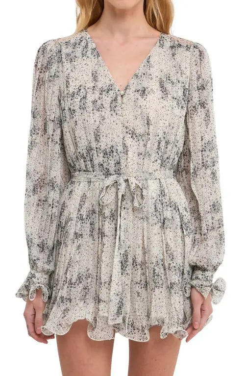 Endless Rose Pleated Chiffon Romper - White/black