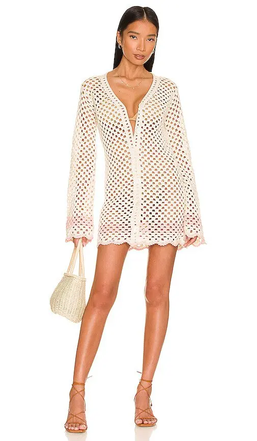 Lpa Lanita Crochet Mini Dress In Ivory - Ivory & Blush