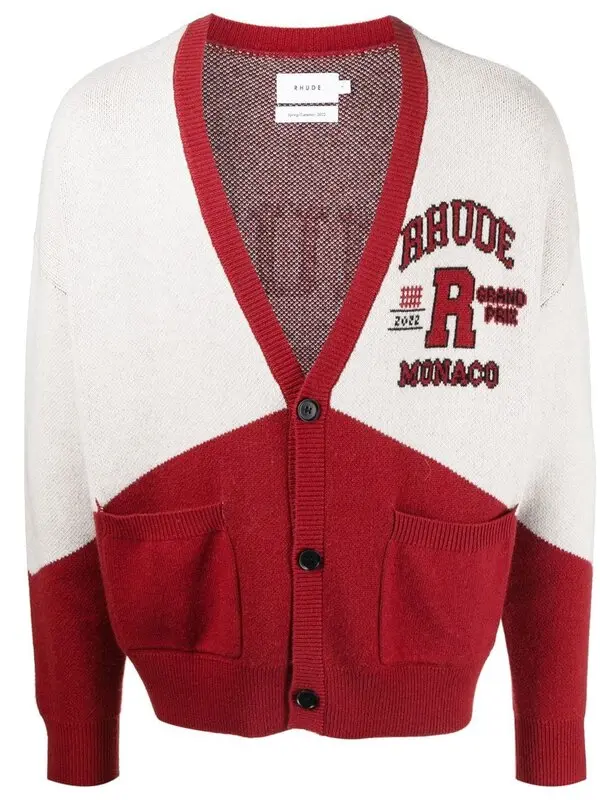 Rhude Grand Prix Cashmere-merino Cardigan - Red