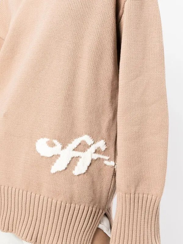 Off-White Intarsia-logo Ribbed Jumper