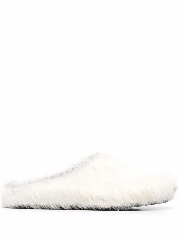 Marni Fussbet Sabot Calf-hair Slippers - White
