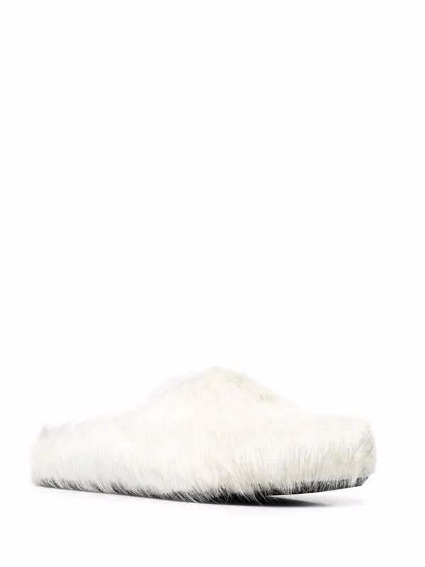 Marni Fussbet Sabot Calf-hair Slippers - White