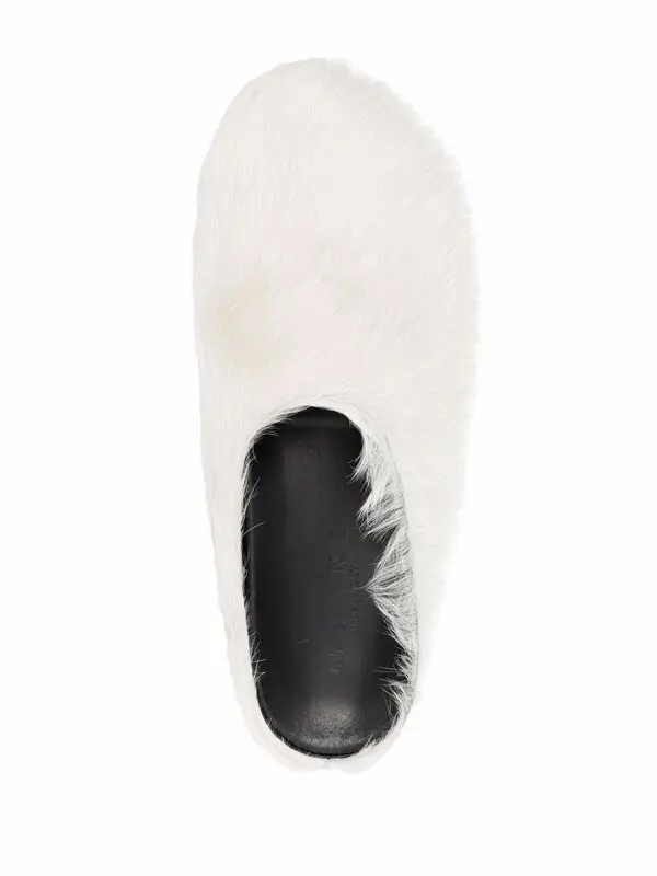 Marni Fussbet Sabot Calf-hair Slippers - White