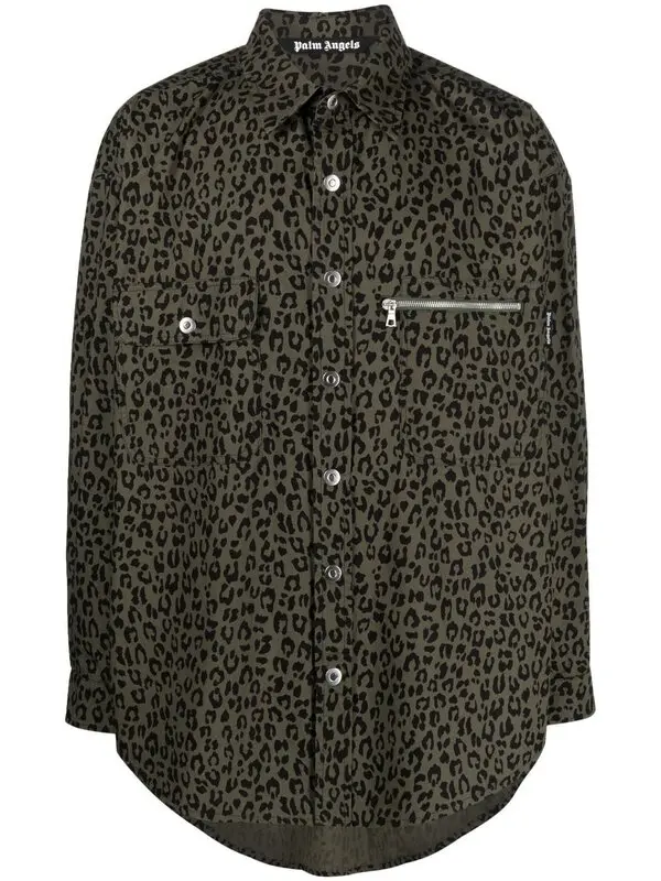 Palm Angels Leopard-print Cotton Shirt