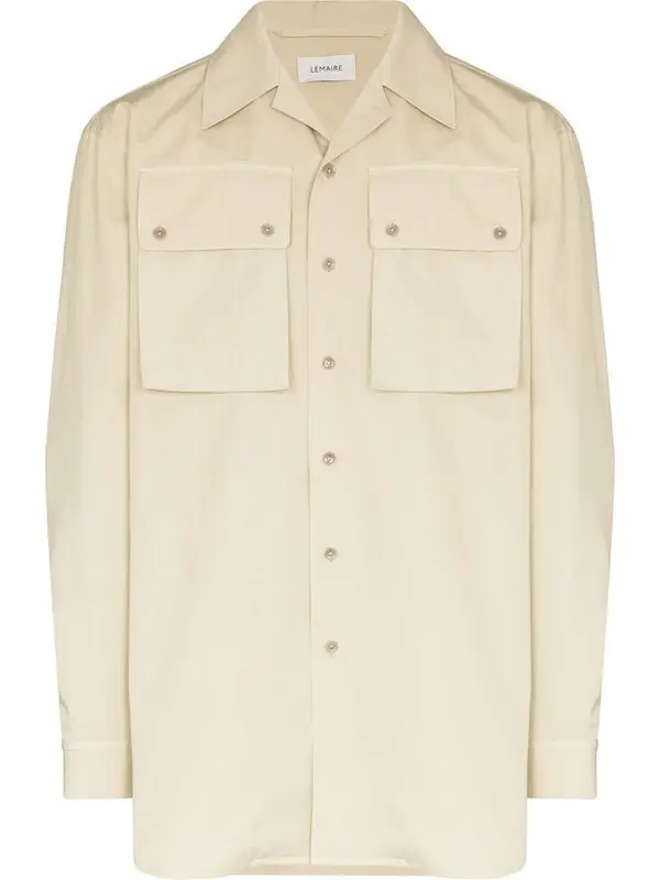 LEMAIRE Flap-pocket Cotton Shirt - Neutrals